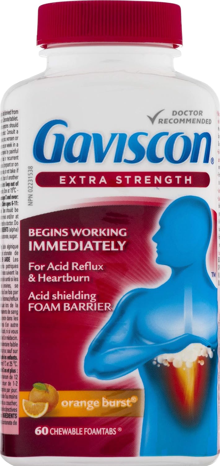 Gaviscon Extra Strength Chewable Foamtabs Orange, Long-lasting Acid ...