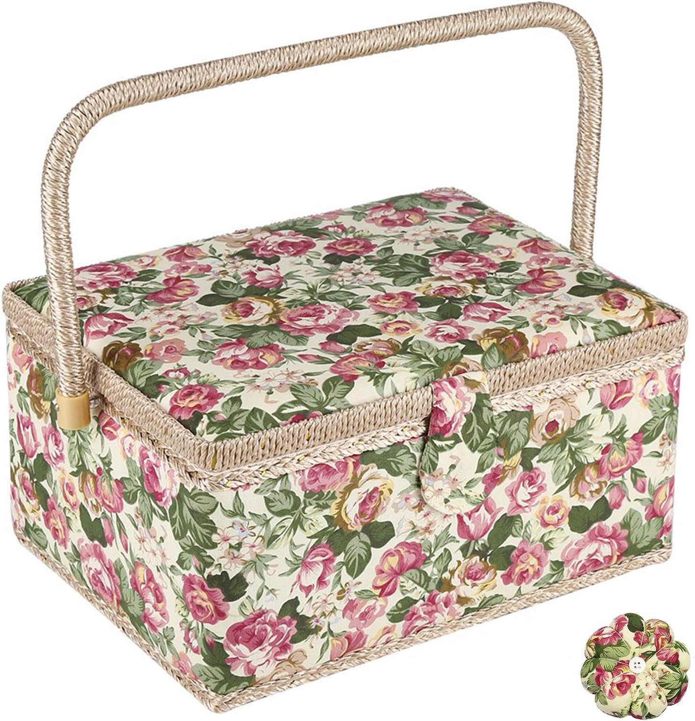 Amazon.com: Large Sewing Basket with Accessories, Sewing Organizer Box ...