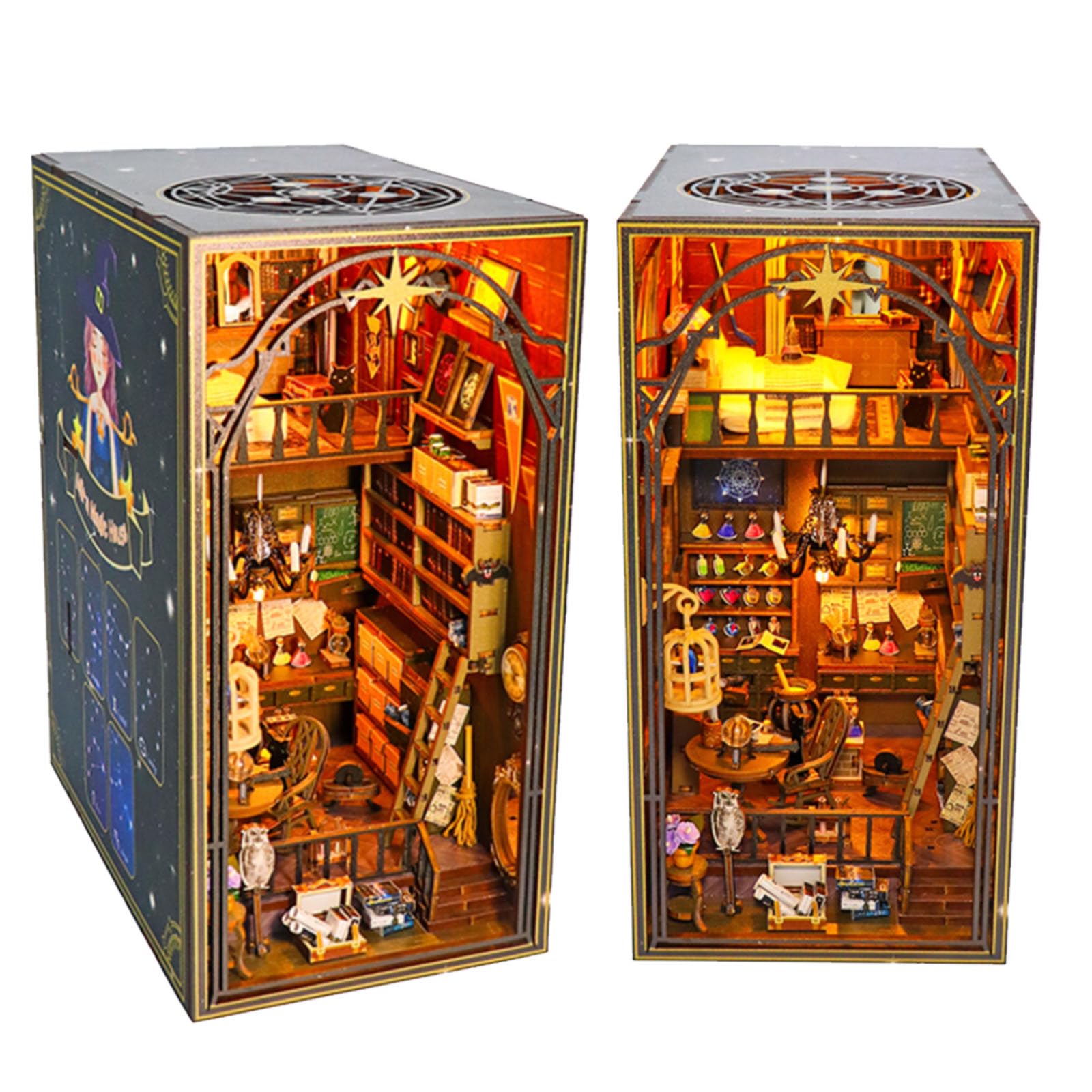 Soul Bookstore Book Nook Kit, Wooden Bookcase Doll House Miniature Kit ...