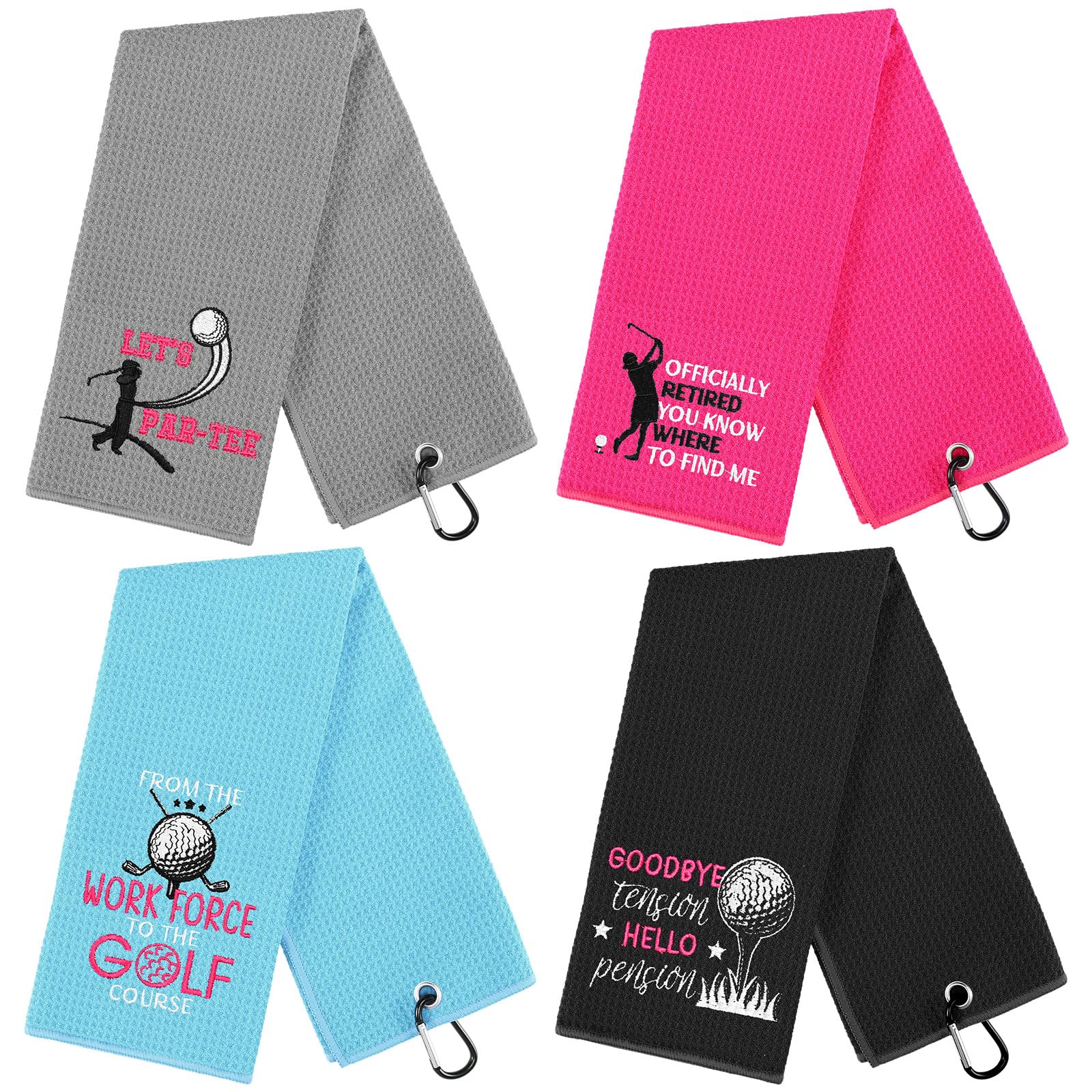 HunnmingRe 4 Pcs Funny Golf Towel Embroidered Golf Towels for Golf Bags ...