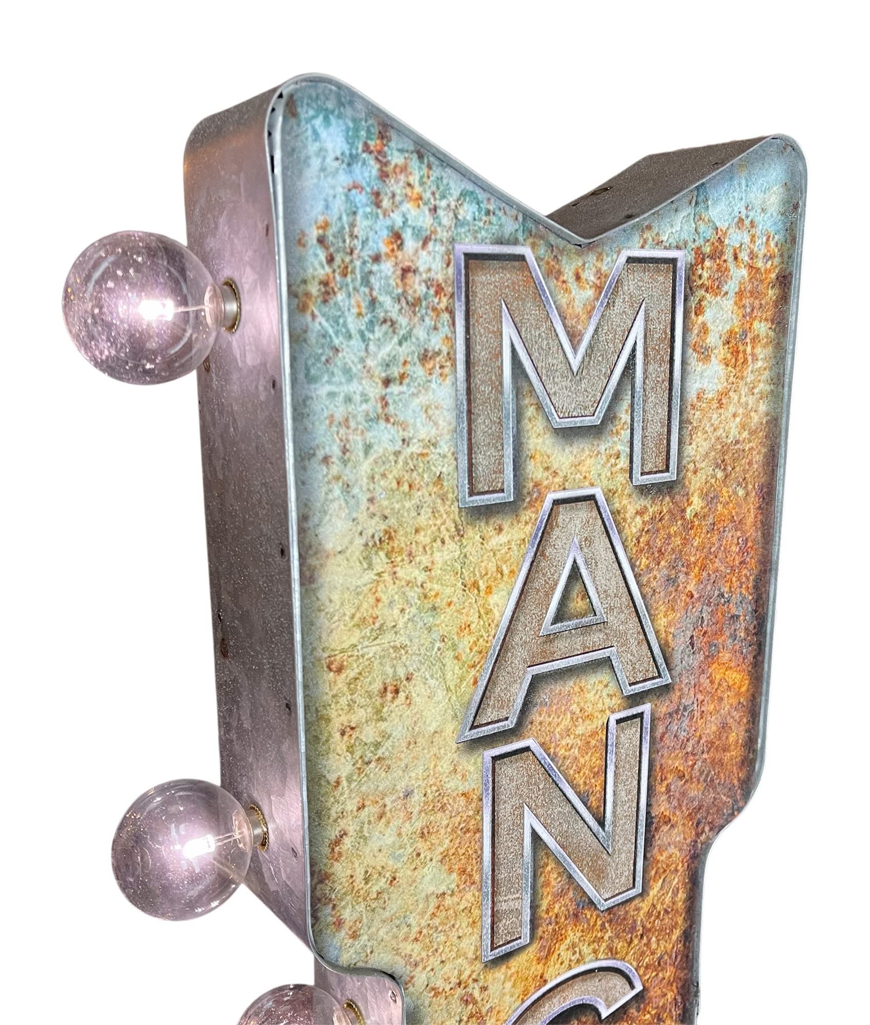 Man Cave Double-Sided Marquee Sign With Vintage Print And LED Bulbs ...