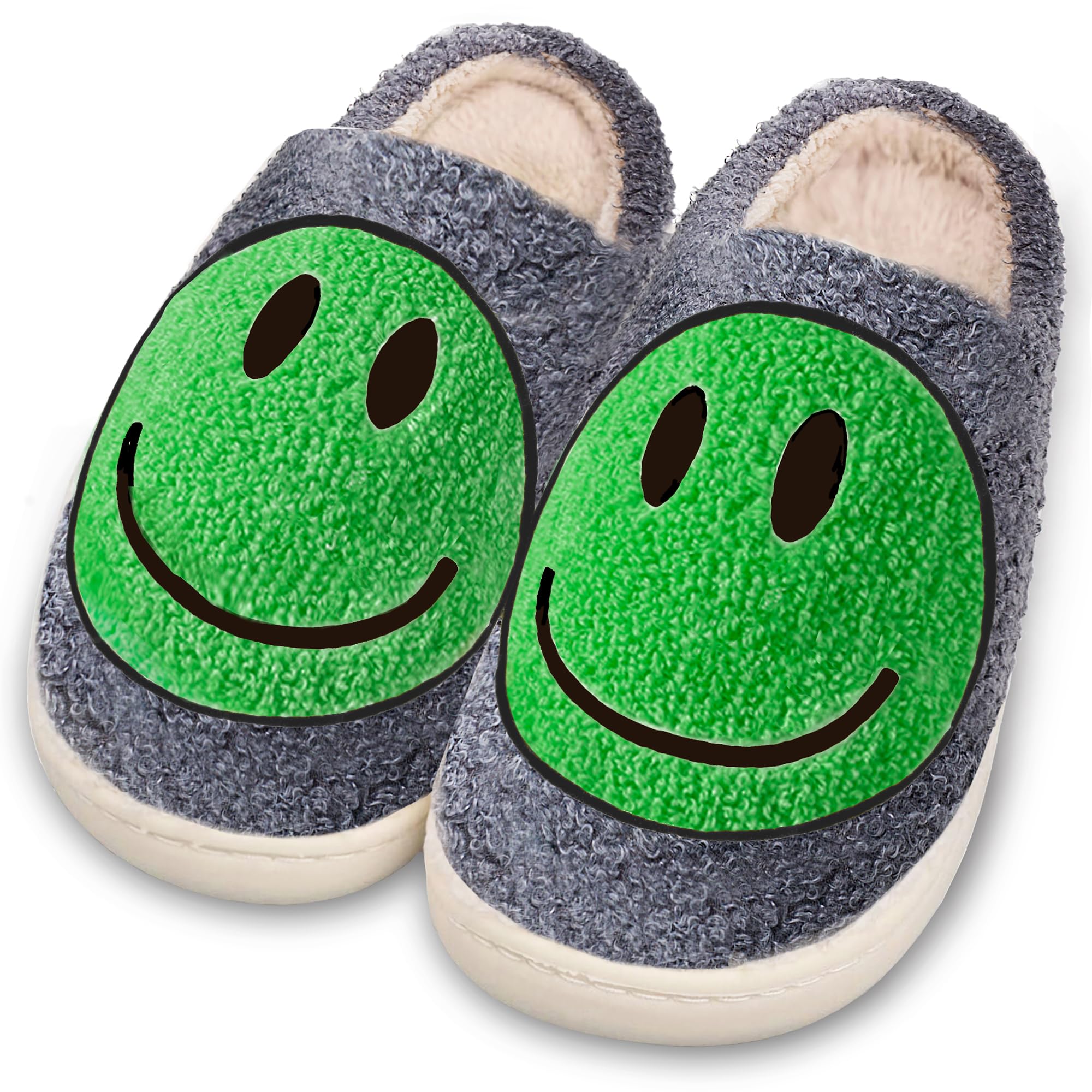 Smile Face Slippers for Women and Men, Retro Comfy Warm Soft Fuzzy ...