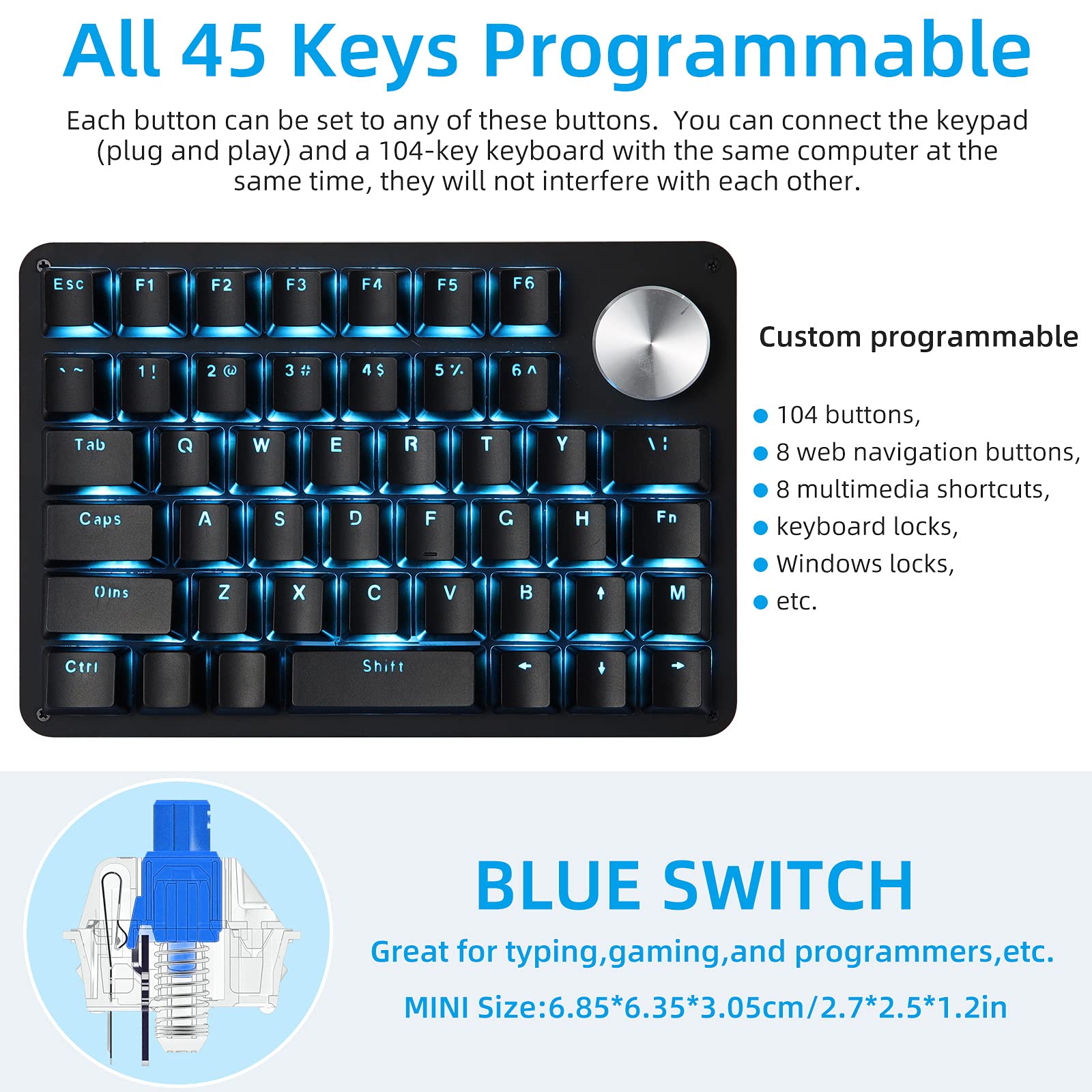 Mua Koolertron One Handed Mechanical Gaming Keyboard with 24 Macro Keys ...