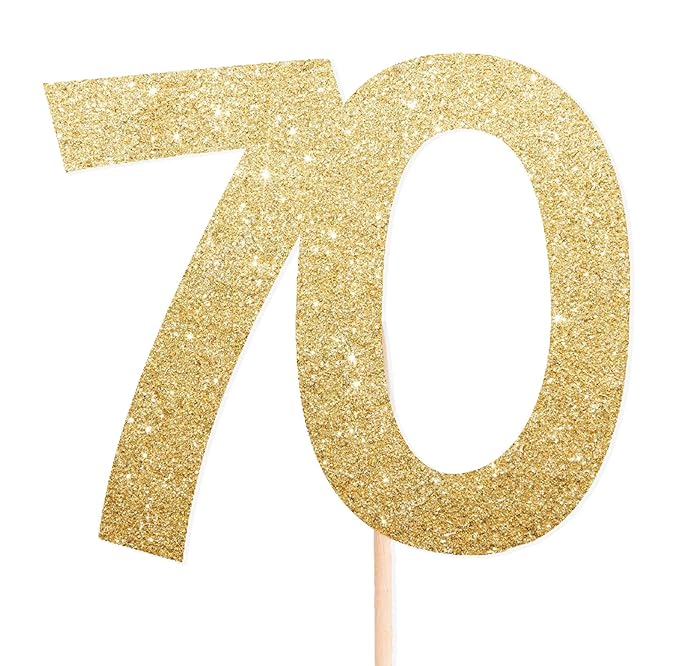 Cotton Candy Co NUMBER 70 Gold Glitter Cake Topper 70th Birthday Party ...