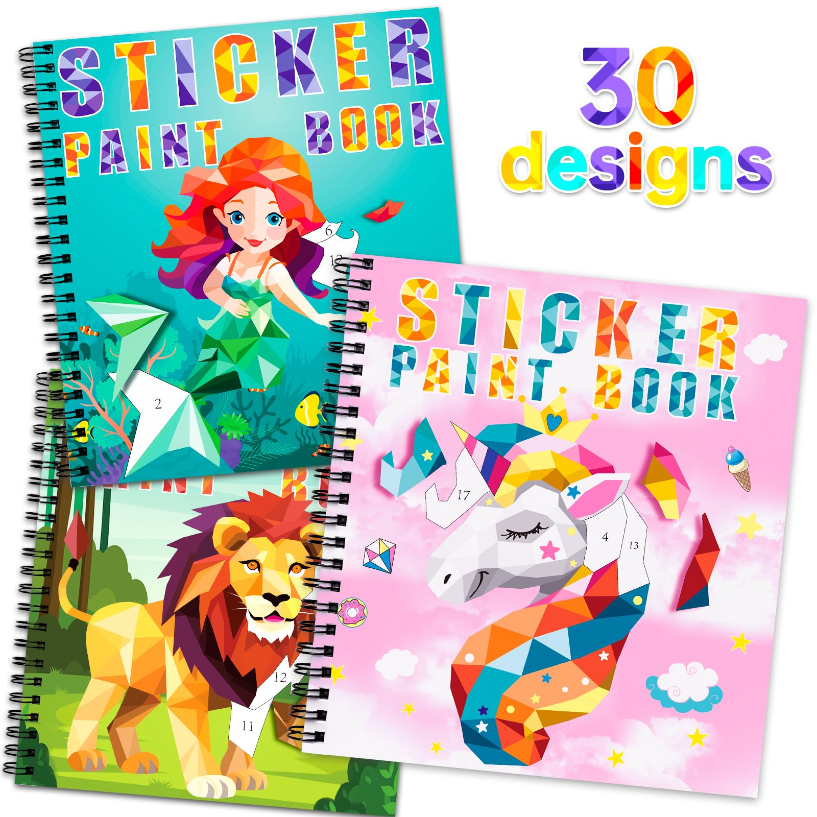 Mua 3PCS Sticker Paint Books for Kids Ages 4-10,Unicorn Mermaid Animals ...