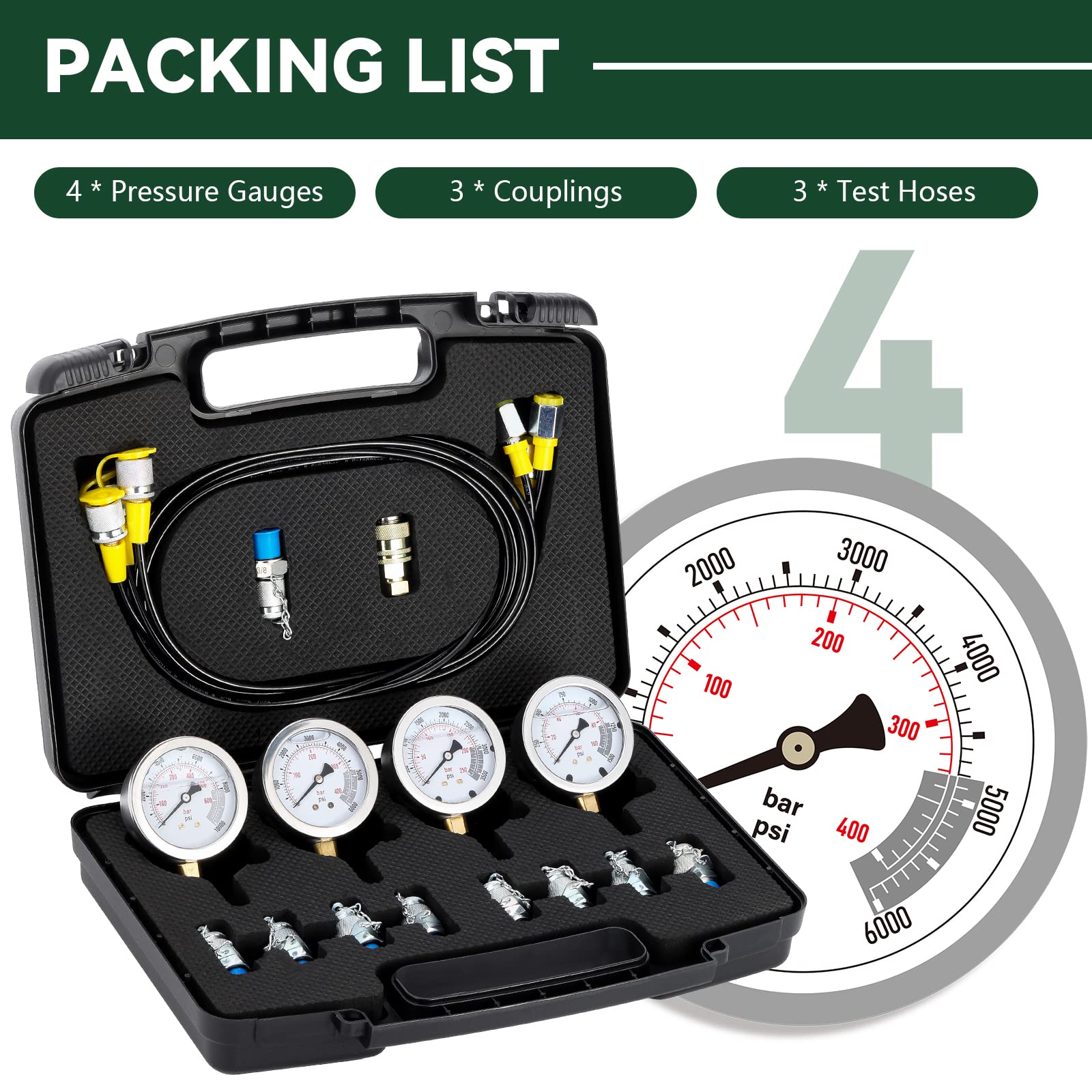 Mua Antstone Hydraulic Pressure Gauges Kit Excavator Hydraulic Test ...