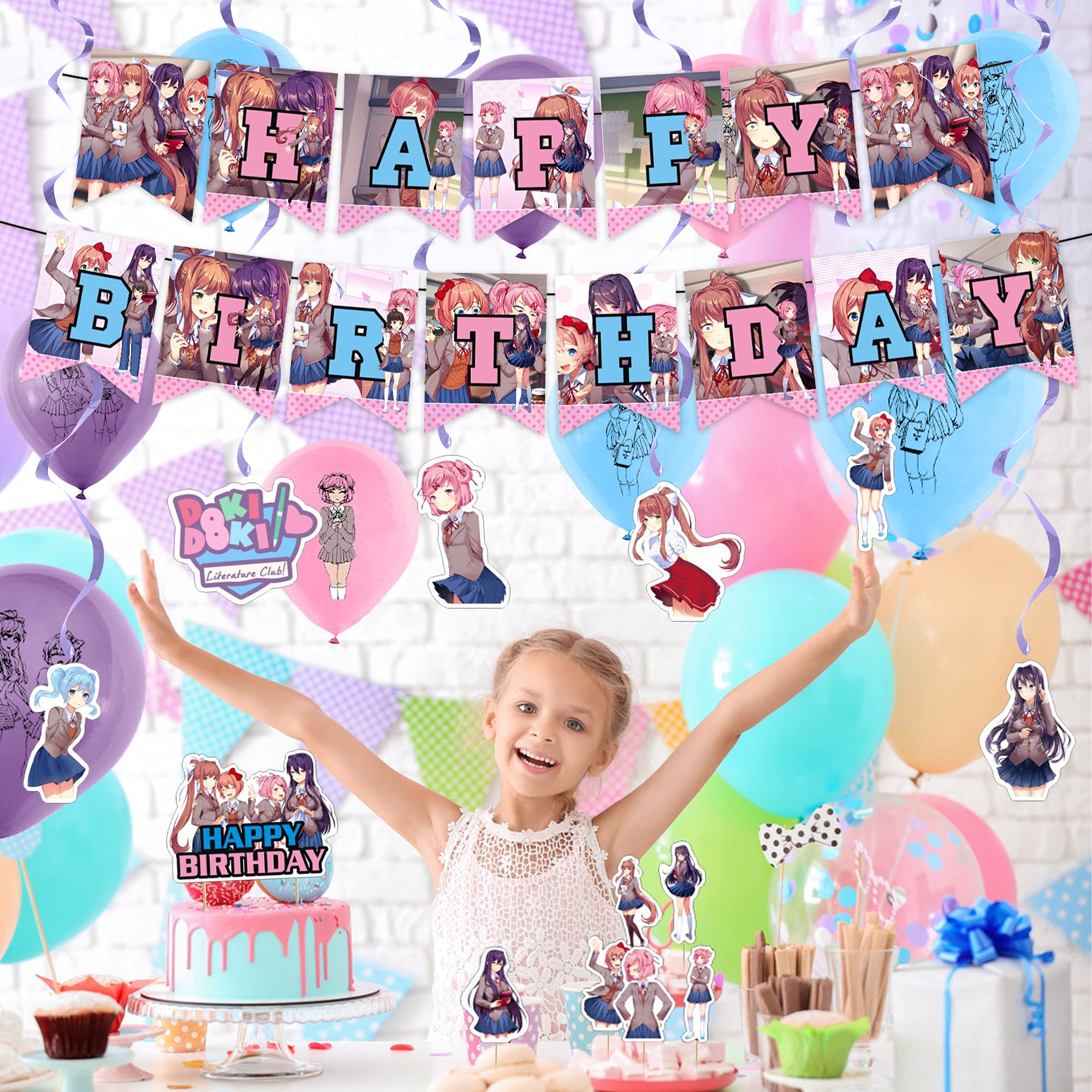 Mua Doki Party Supplies, Doki Anime Game Theme Birthday Party ...