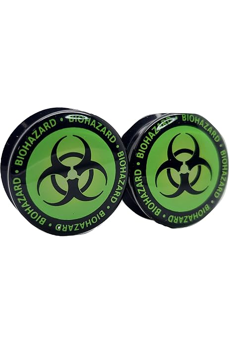 00 Gauge Ear Plugs Biohazard Symbol Ear Plugs - Acrylic Screw-On ...