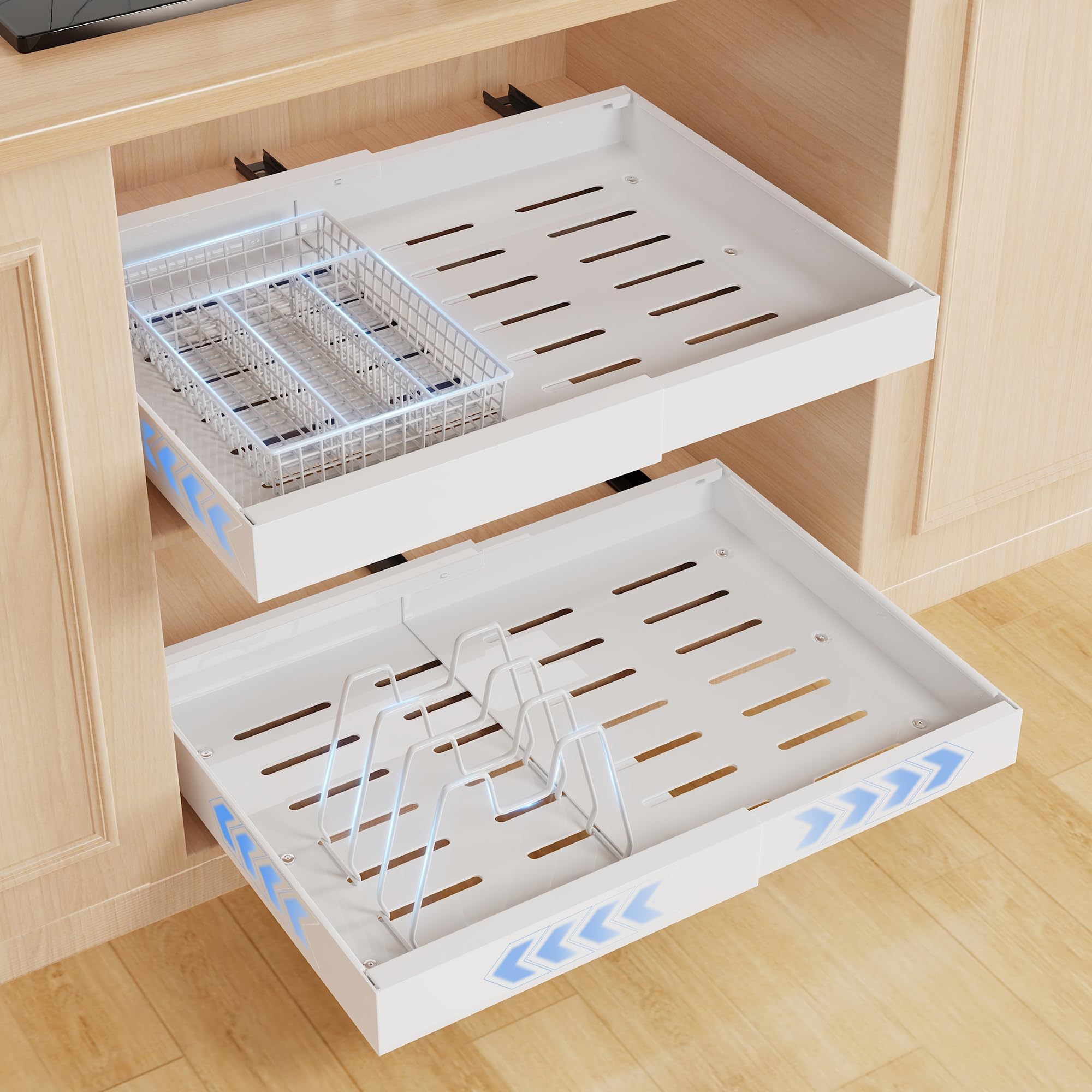 Jifvrnk 2 Pack Pull Out Cabinet Organizer, 21"Deep, Expandable (12.6 ...