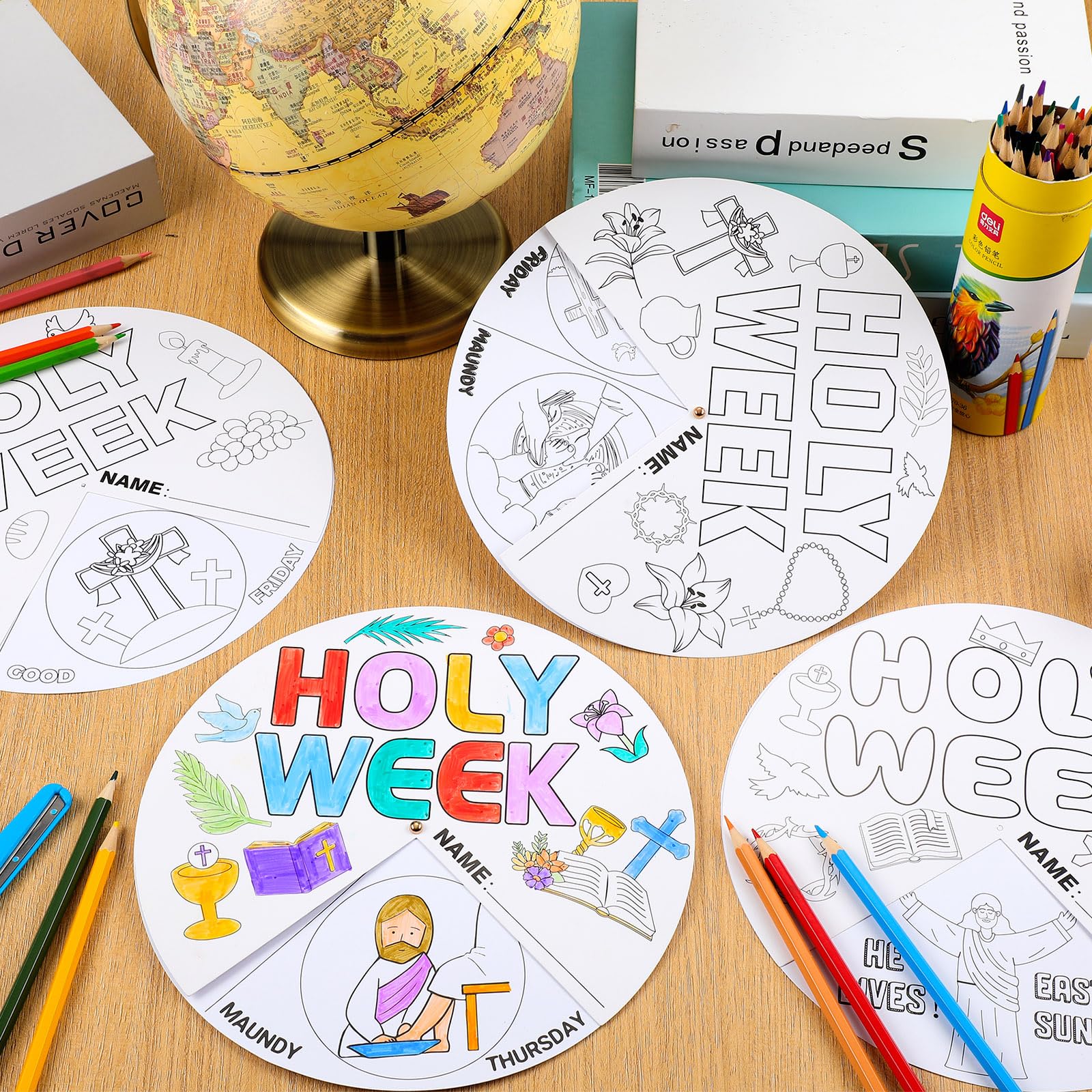 Hollowfly 12 Sets Color Your Own Holy Week Wheel Crafts For Kids DIY ...