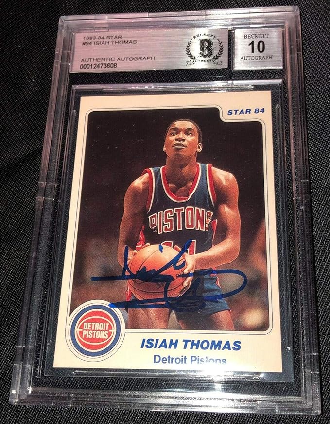 Isiah Thomas Signed 1983-84 Star #94 Rookie Card Beckett Gem Mint 10 ...