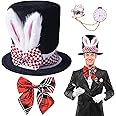 Amazon.com: Dolkoic White Rabbit Costume Bunny Ear Top Hat Rabbits Ears ...