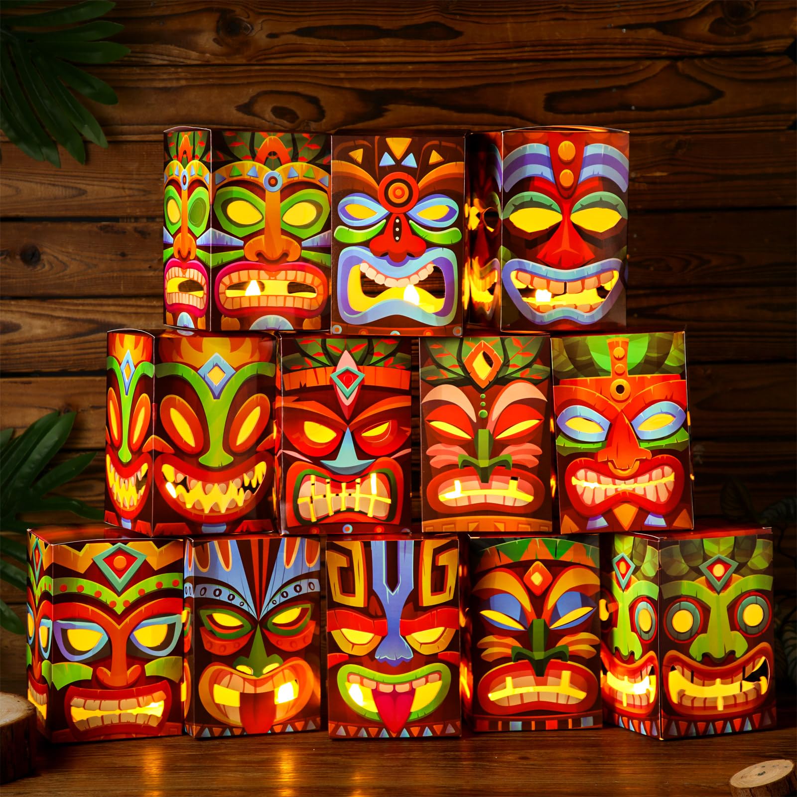 Baquler 24 Pcs Hawaiian Luau Party Decoration Tiki Totem Box Decor with ...