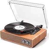 Amazon.com: Record Player, Popsky Vintage Turntable 3-Speed Bluetooth Record Player with Speaker ...