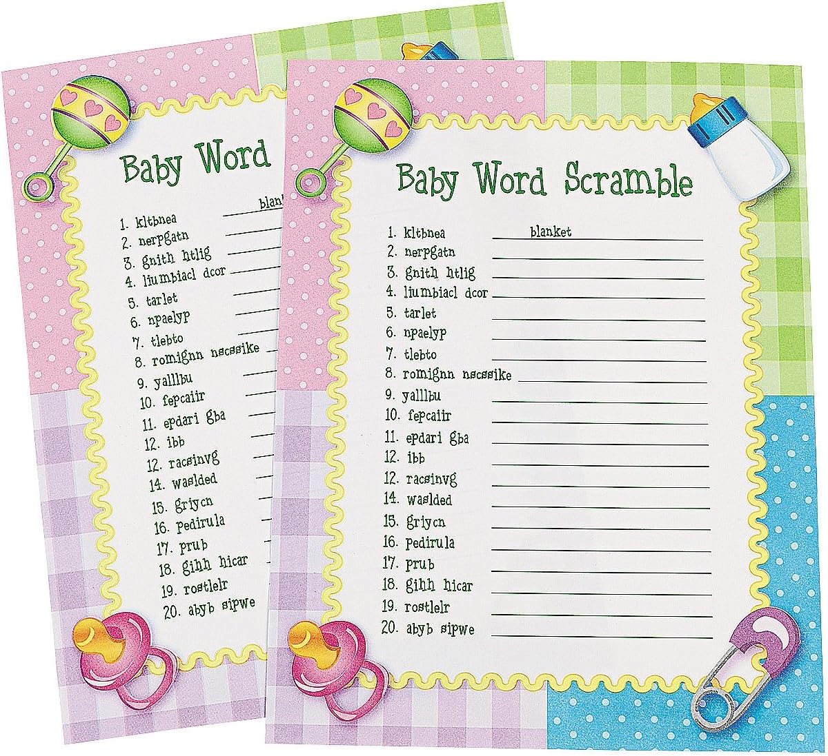 “Baby Word Scramble” Baby Shower Game ~ 24 Sheets – BigaMart
