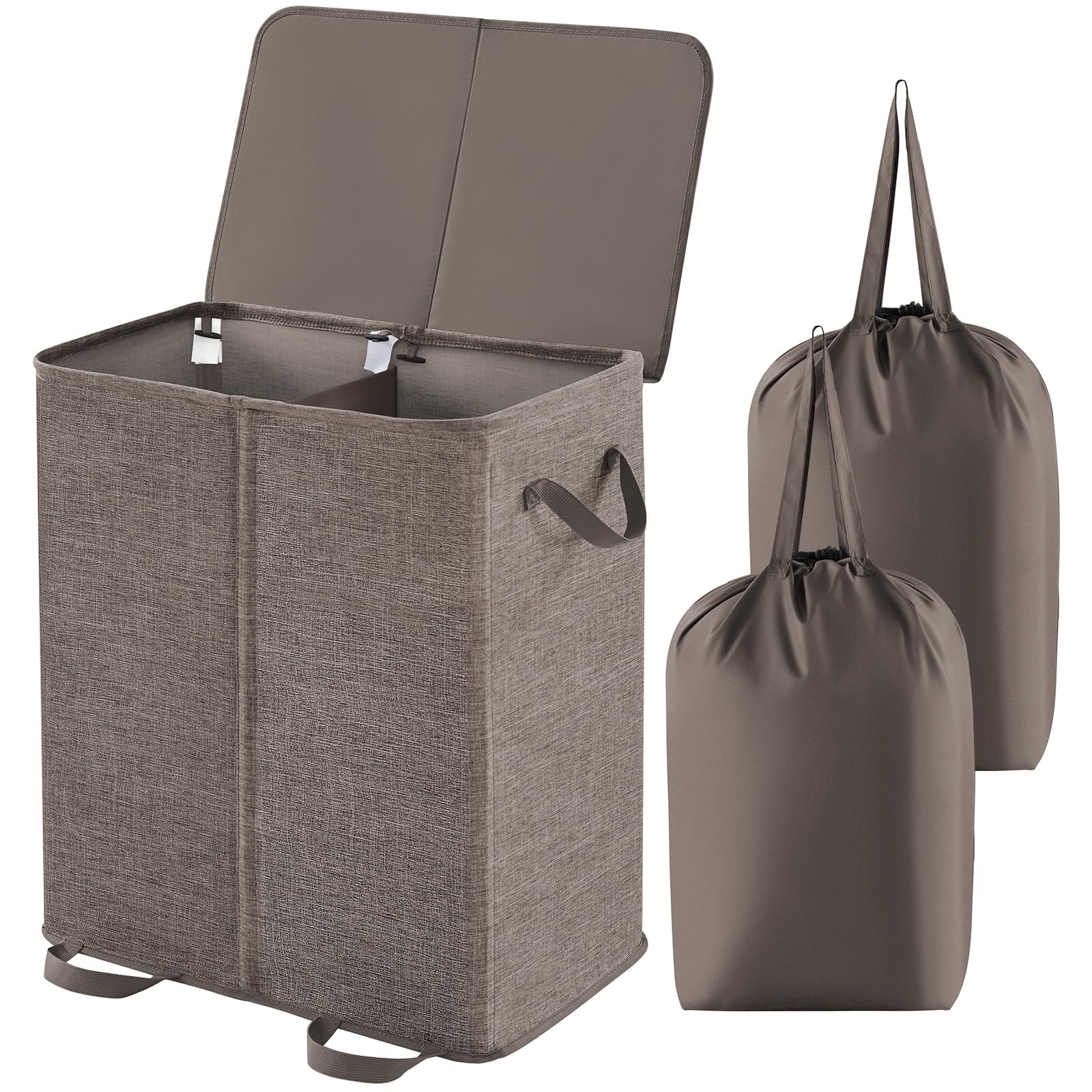 Lifewit Double Laundry Hamper with Lid and Removable Laundry Bags ...