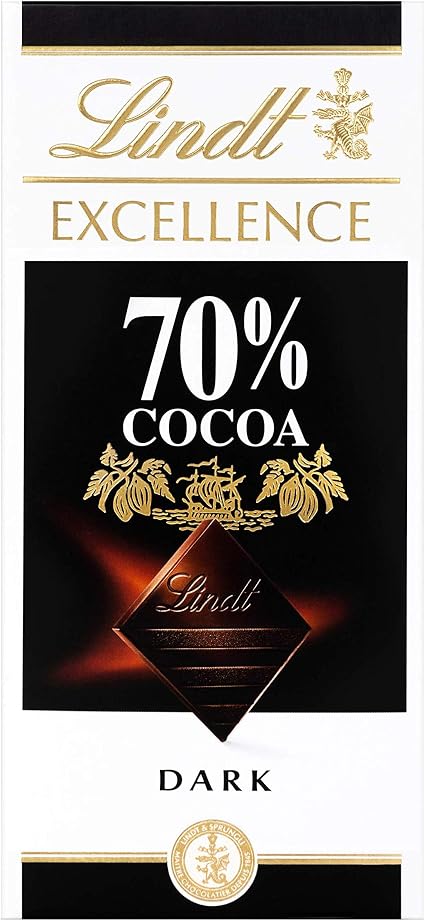 Lindt Excellence Dark 70 Percent Cocoa Chocolate Bar, 100 g: Amazon.co ...