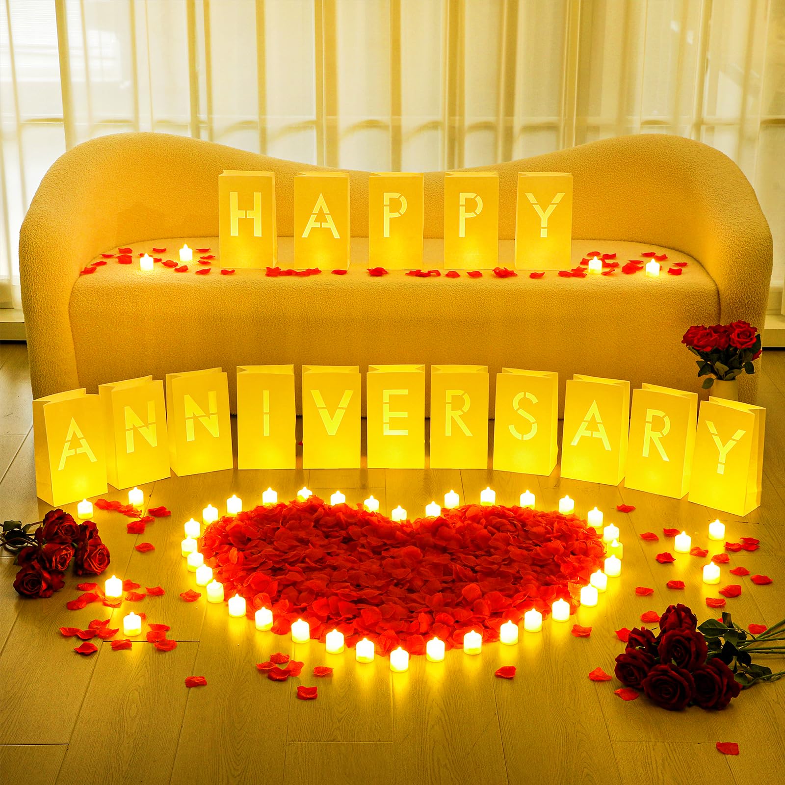 Aurelema 6088 Pcs Happy Anniversary Light up Letters with LED Flameless ...