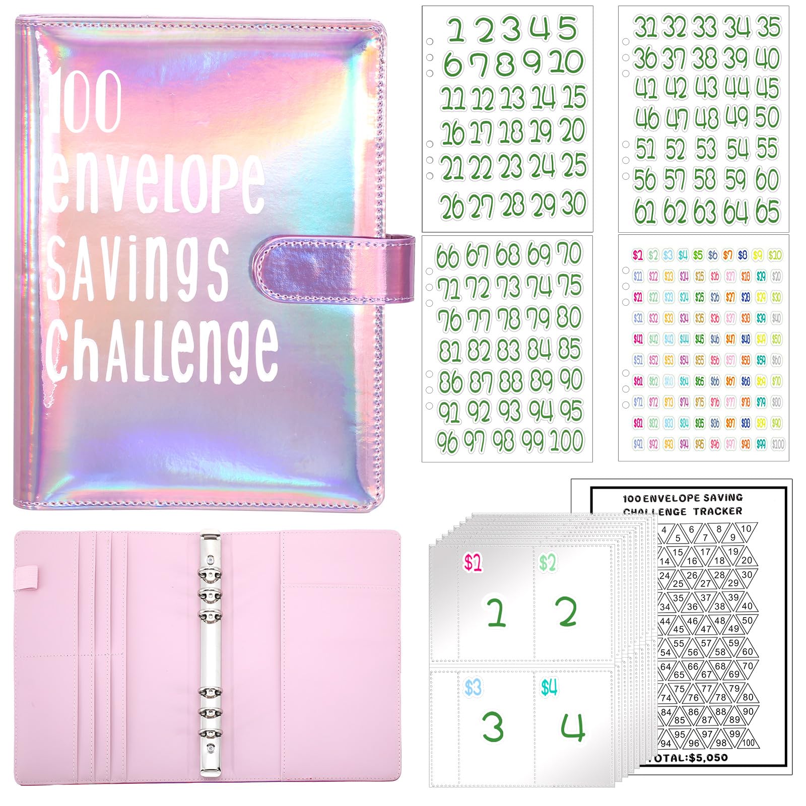 Aliceset 100 Envelopes Money Saving Challenge Binder, Easy and Fun Way ...
