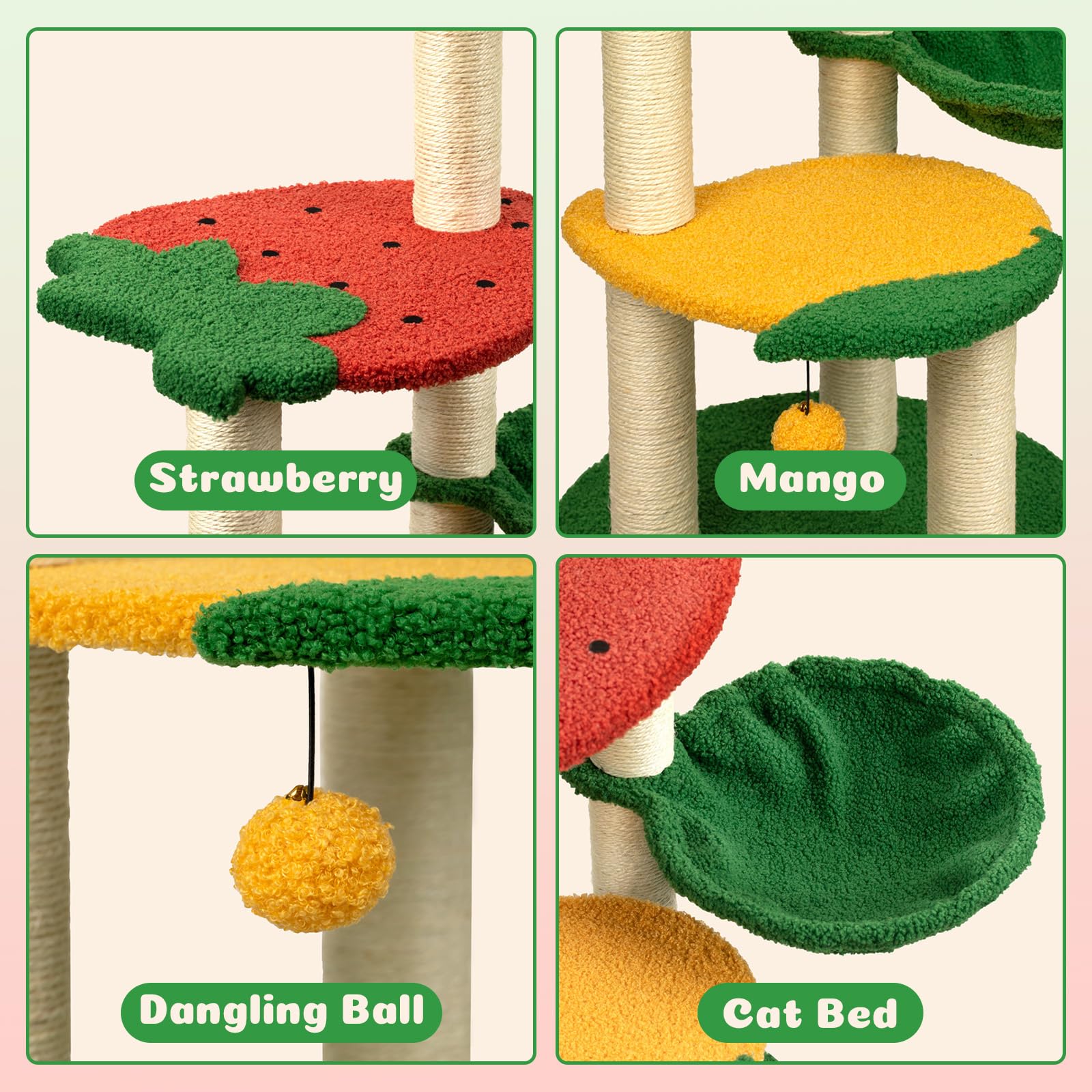 Mua Happy & Polly Cute Cat Tree - Fruit World Cat Tower for Indoor Cats ...