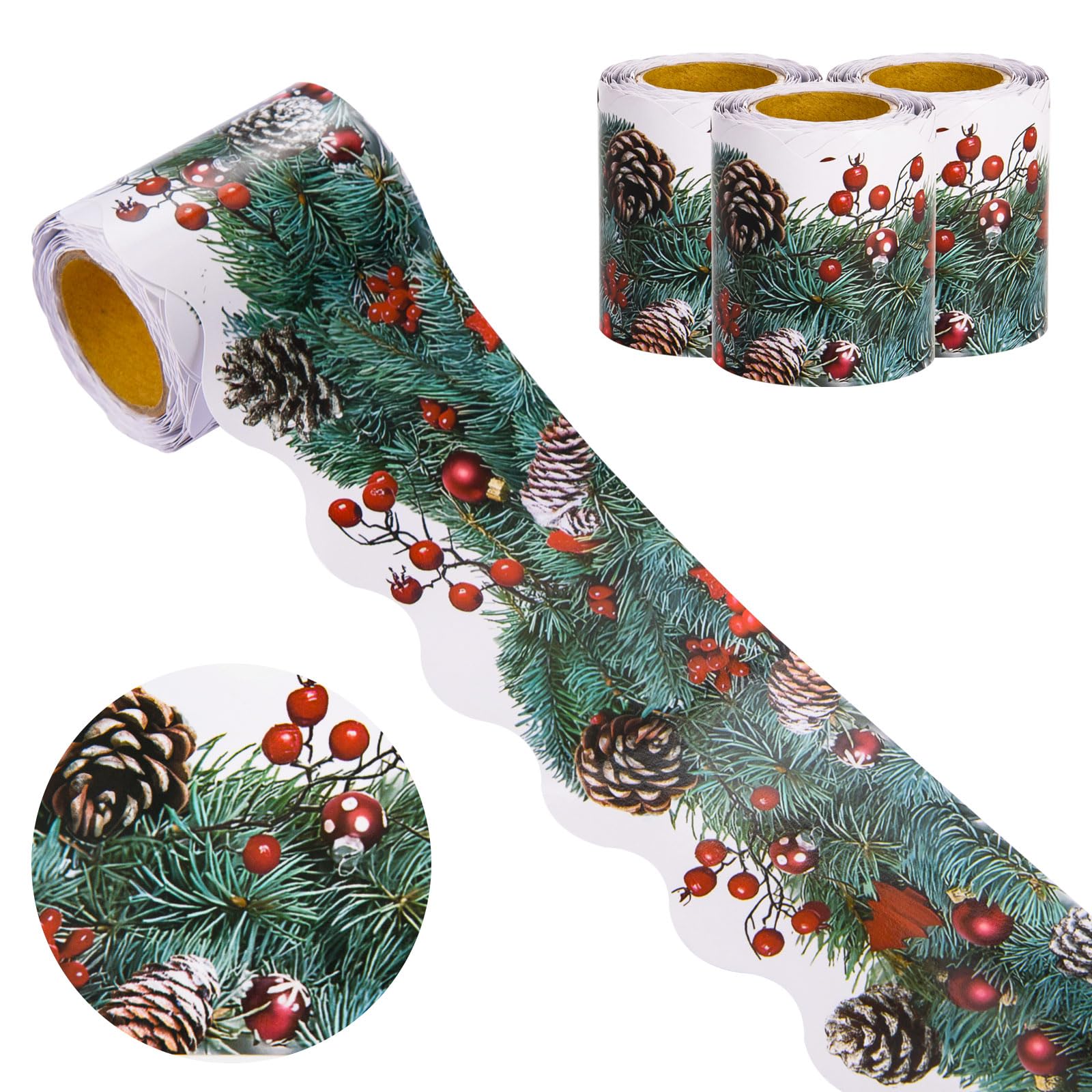 Mua 99 Feet Christmas Bulletin Board Borders Red Berries&Pine Cones ...