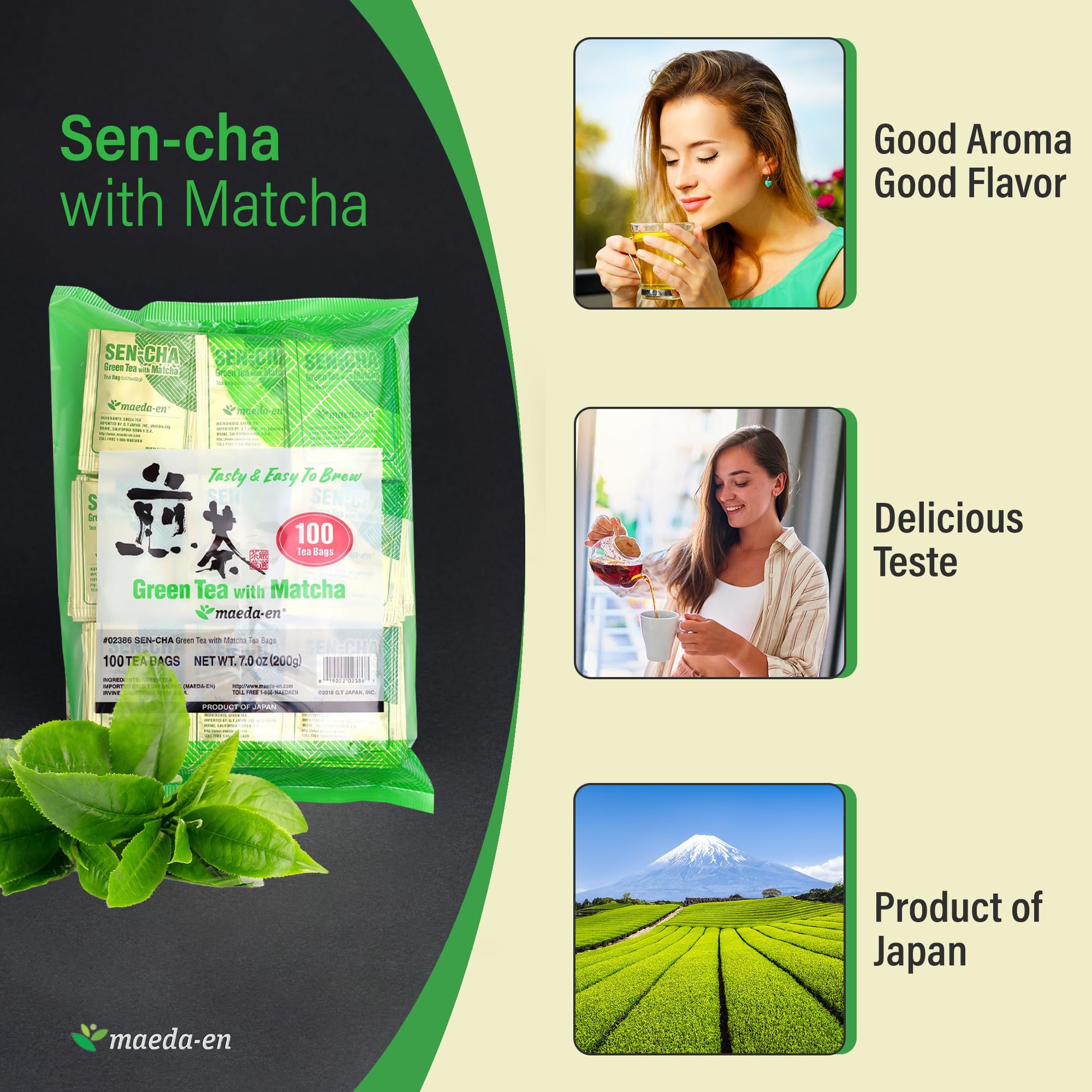 Mua MAEDA-EN Sen-cha with Matcha Green 100 Tea Bags Powder Japanese ...