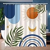 Amazon.com: Nosovlra Mid Century Abstract Boho Aesthetic Shower Curtain Set, Sun Bohemian Modern ...