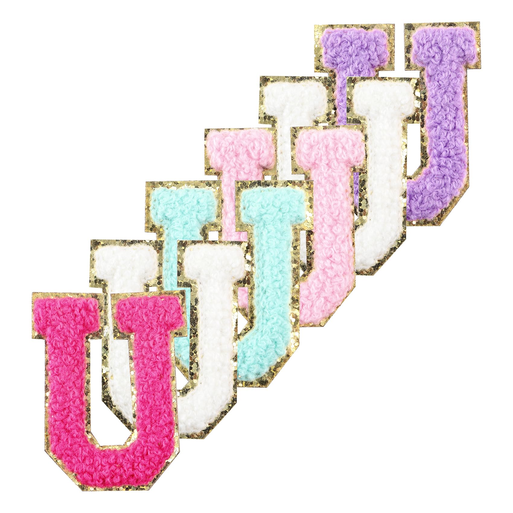 6Pcs Self Adhesive Chenille Letter Patches 2 inch Preppy Varsity Letter ...