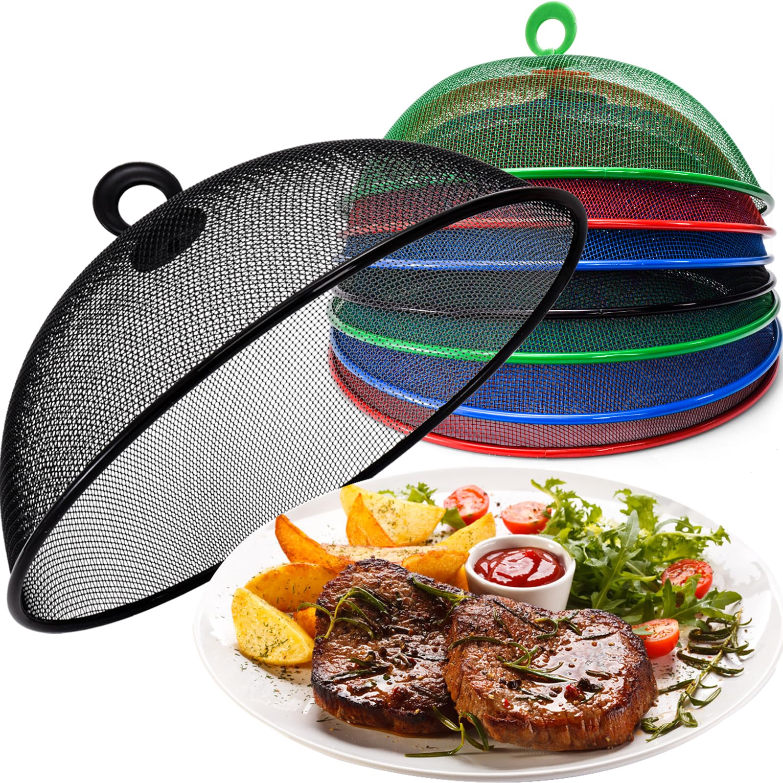 WUWEOT 8 Pack Mesh Metal Screen Food Cover, Round Outdoor Picnic Food ...