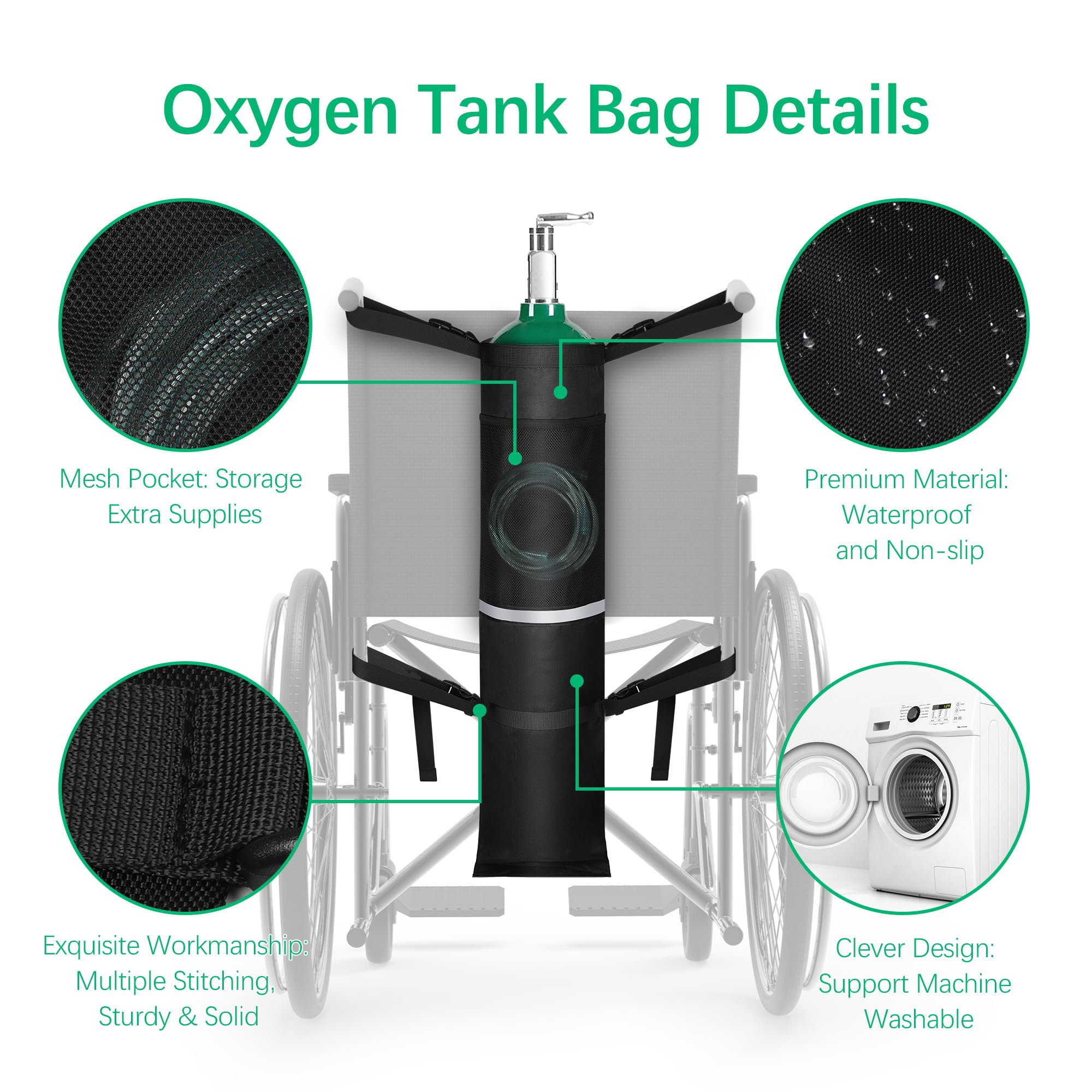ANSNF Oxygen Tank Holder For Wheelchair, Portable Oxygen Tank Bag For ...