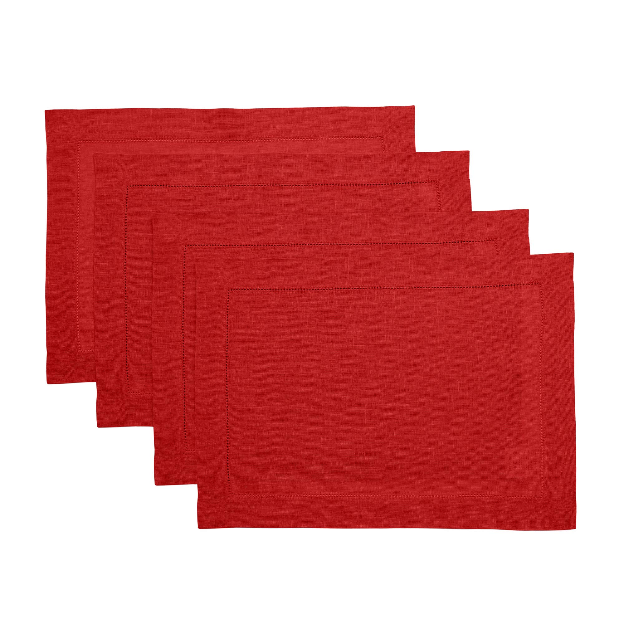 Solino Home Red Linen Placemats Set of 4 – 100% Pure Linen Cloth ...