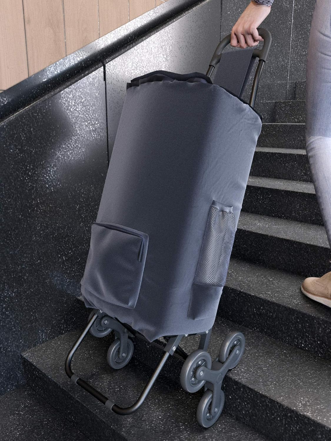 LOMOS Sturdy Collapsible Shopping Trolley with Stair-Climbing Function ...