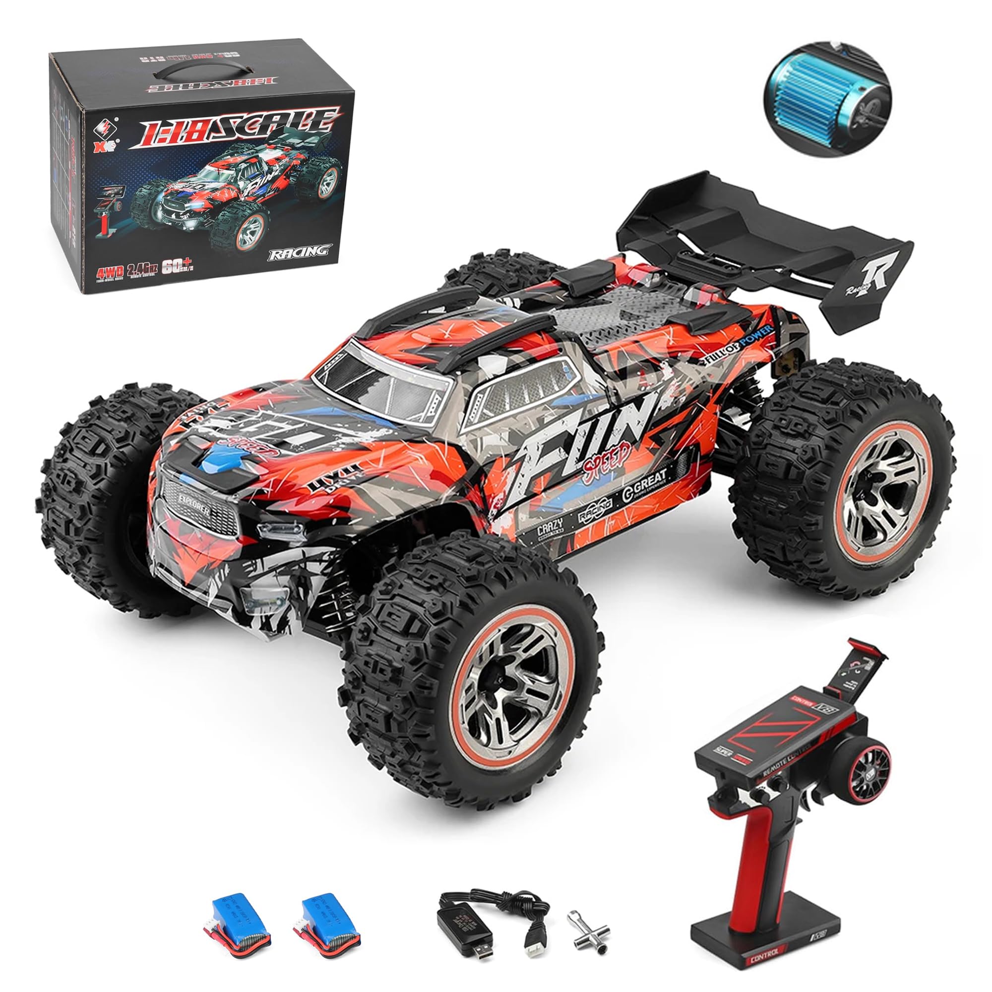 GoolRC WLtoys 184008 Brushless RC Cars for Adults, 60KM/H High Speed ...