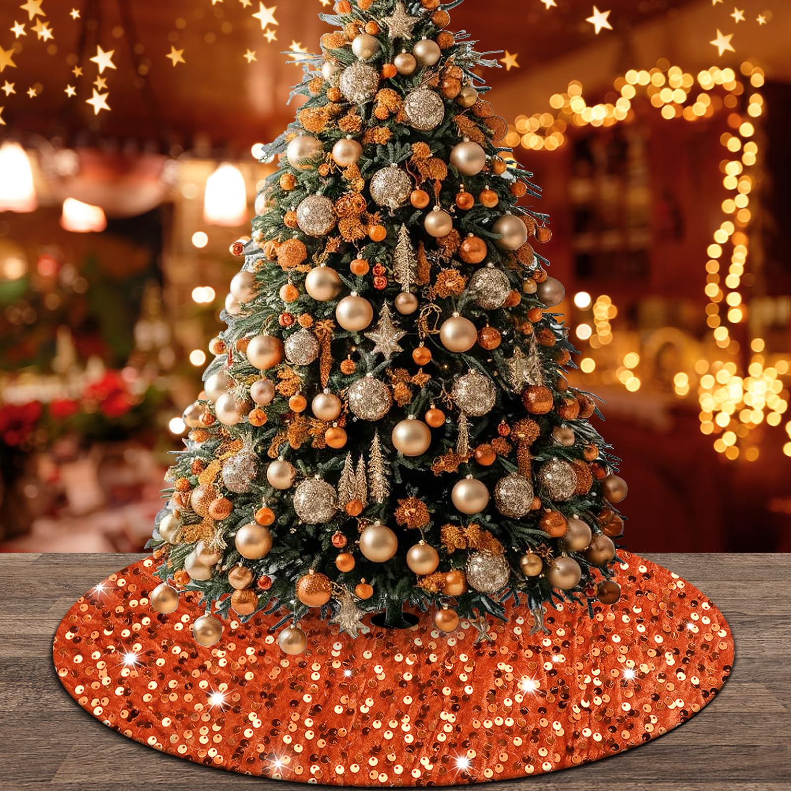 yuboo Mini Orange Christmas Tabletop Tree Skirt 24 inches, Thanksgiving ...