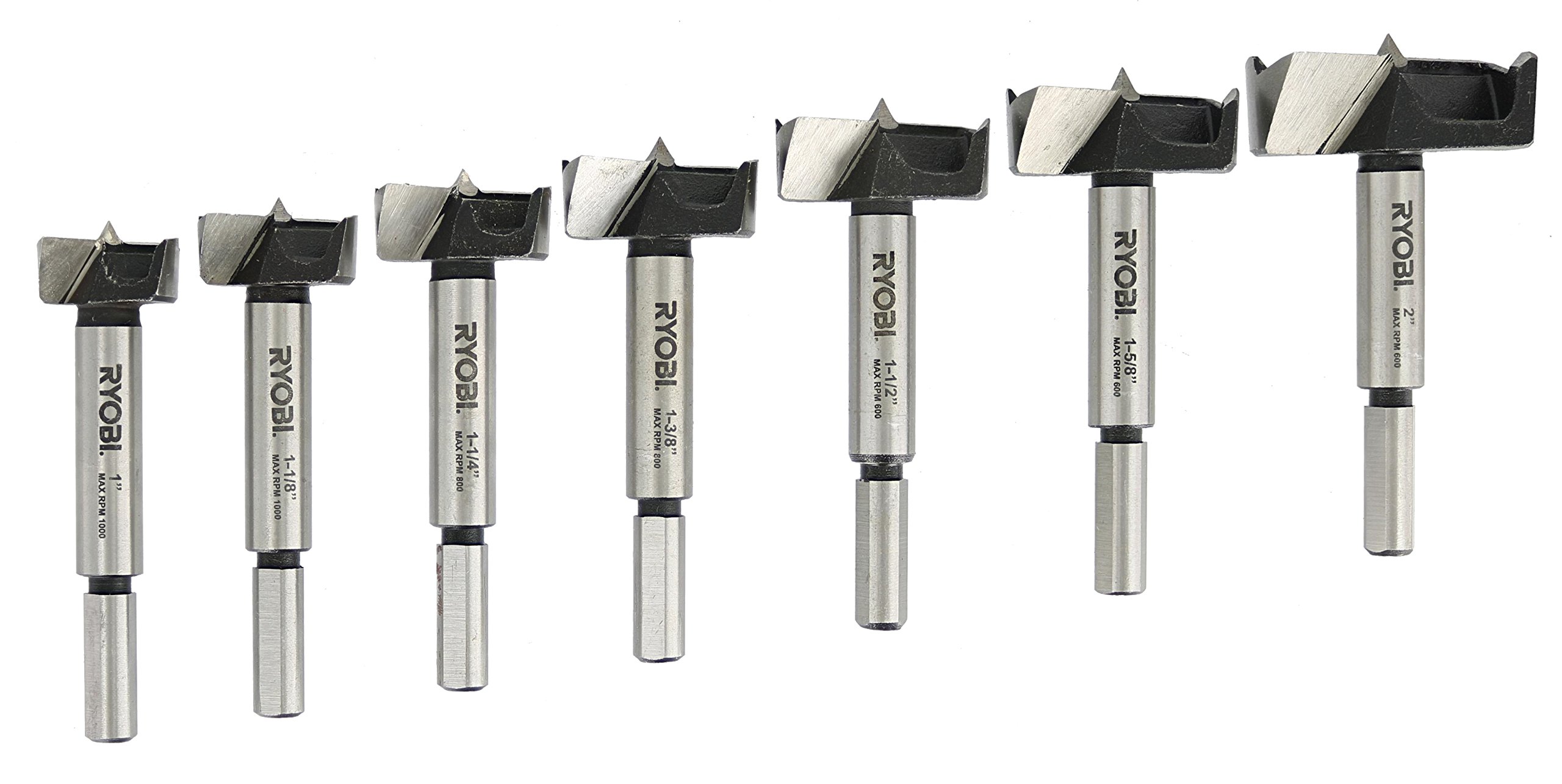 Ryobi A9FS7 7 Piece X Wing Woodworking Forstner Bit Set for Drill Press ...