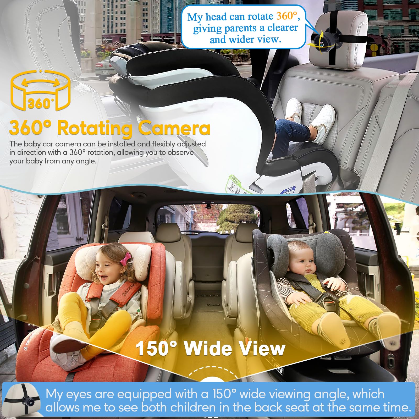 Mua Baby Car Camera for Backseat 1080P - Plug and Play, HD Crystal ...