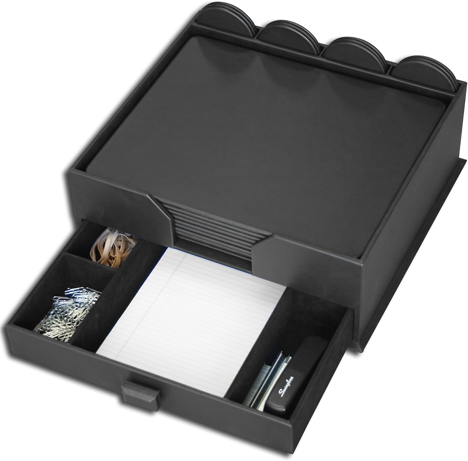 Amazon.com - Dacasso Black Leather Conference Room Set with Integrated ...