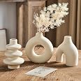 Amazon.com: White Ceramic Vase Set of 3, Modern Boho Vases for Home ...