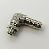 Hose End Fitting Barb 5/16" or 8mm Hose ID to Metric M8X1 or 1.0 Male 90 Degree Elbow Bulkhead ...