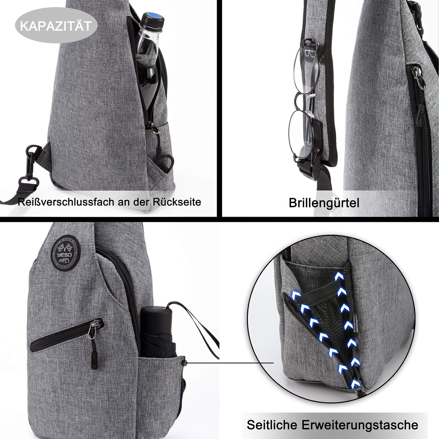 YESO Shoulder bag chest crossbody lightweight shoulder bag daypack men ...