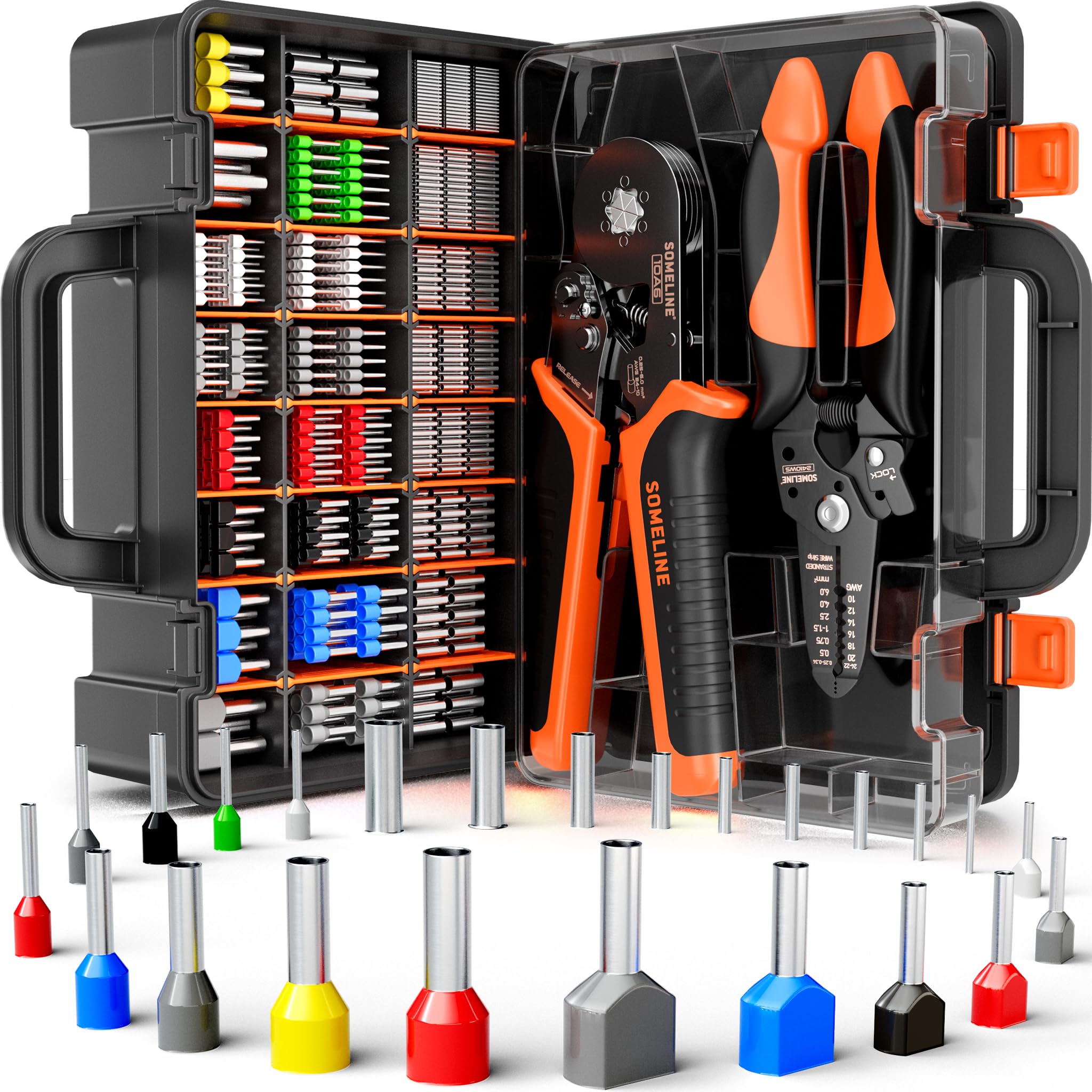 SOMELINE Ferrule Crimping Tool Kit, Hexagonal Ferrule Crimping Pliers ...