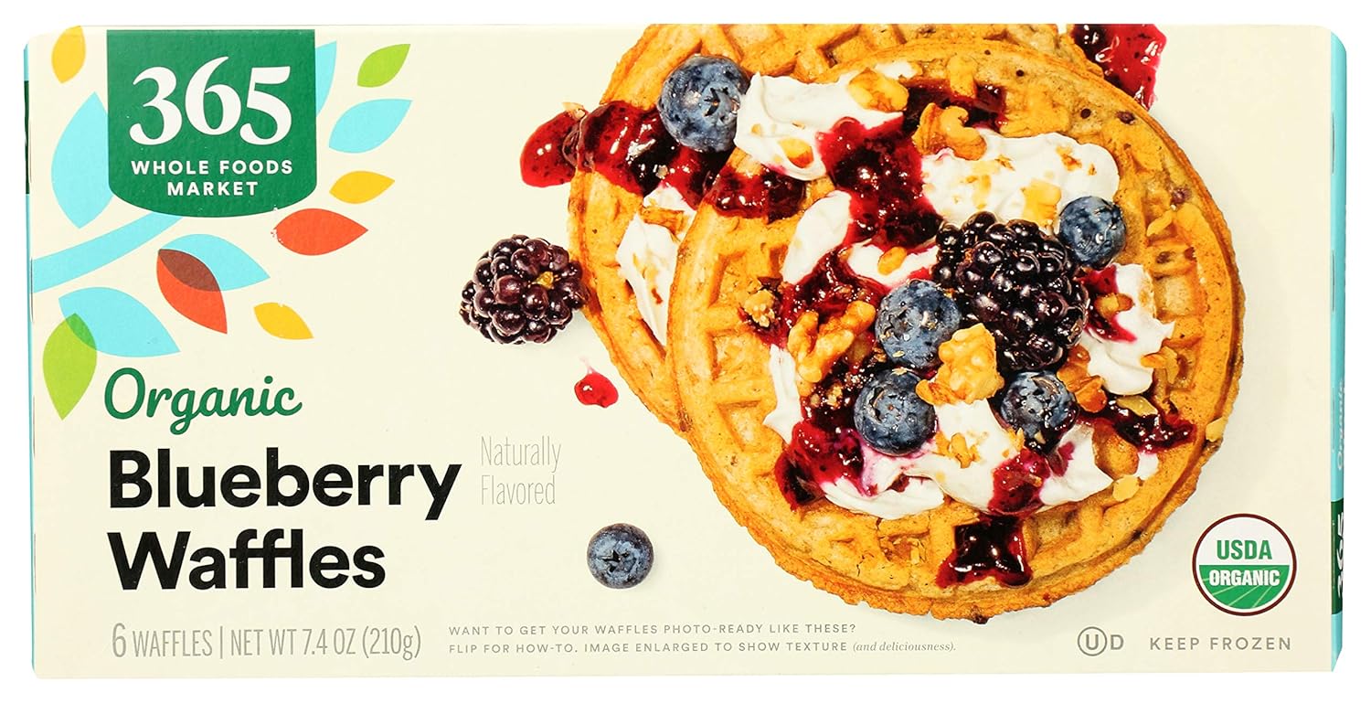 365 Everyday Value, Organic Blueberry Waffles, 6 ct, (Frozen): Amazon ...