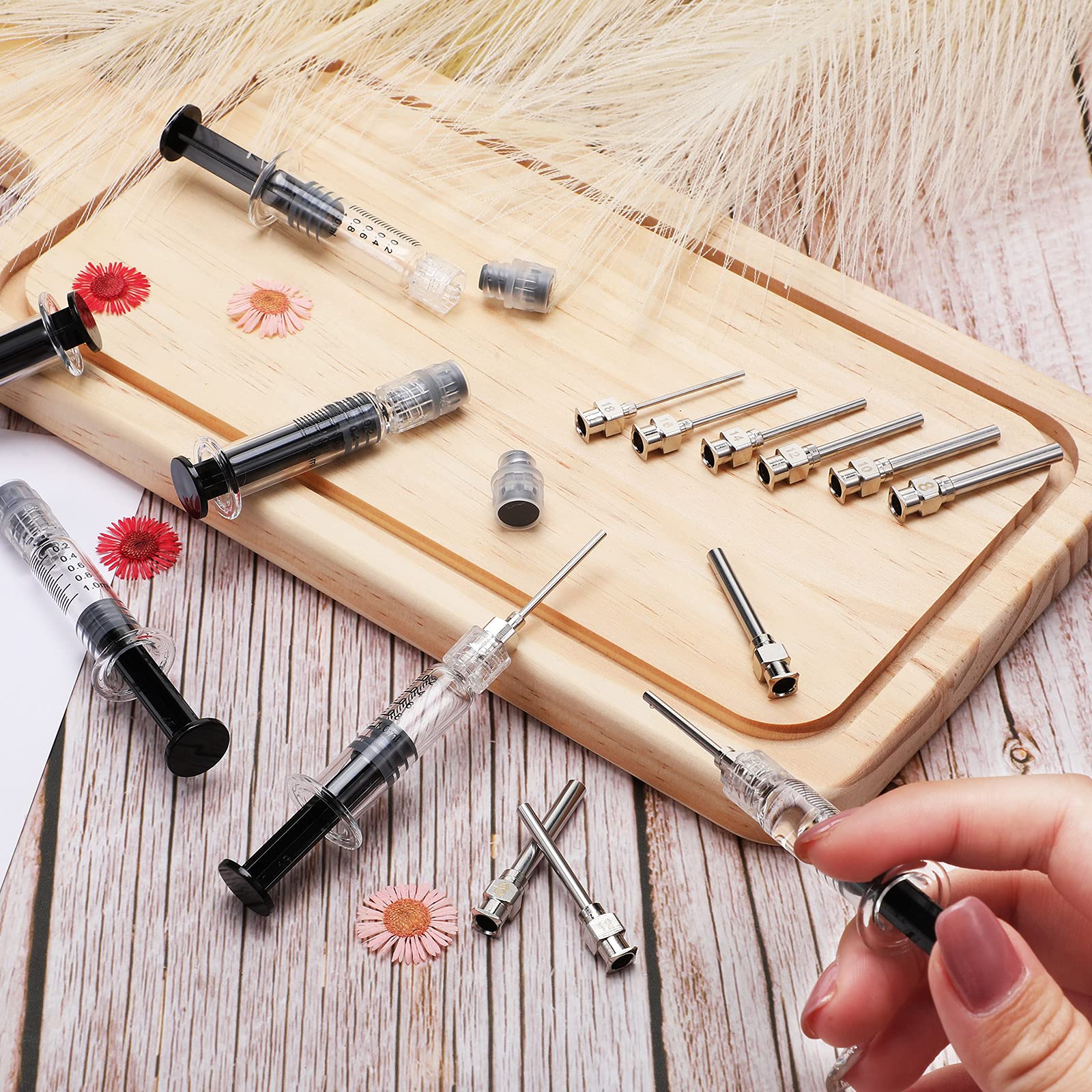 Mua 24 Pieces Borosilicate Glass Syringes Set Include 12 Pieces 1 ml ...