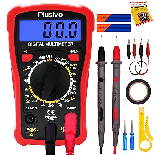 Plusivo Digital Multimeter Tester 2000 Counts AC DC Voltmeter Ohm Volt ...
