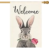 Amazon.com: AVOIN colorlife Easter Bunnies House Flag 28x40 Inch Double ...