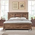 Amazon.com: ACCOHOHO Farmhouse King Size Bed Frame with 52" Tall Full-Panel Headboard ...