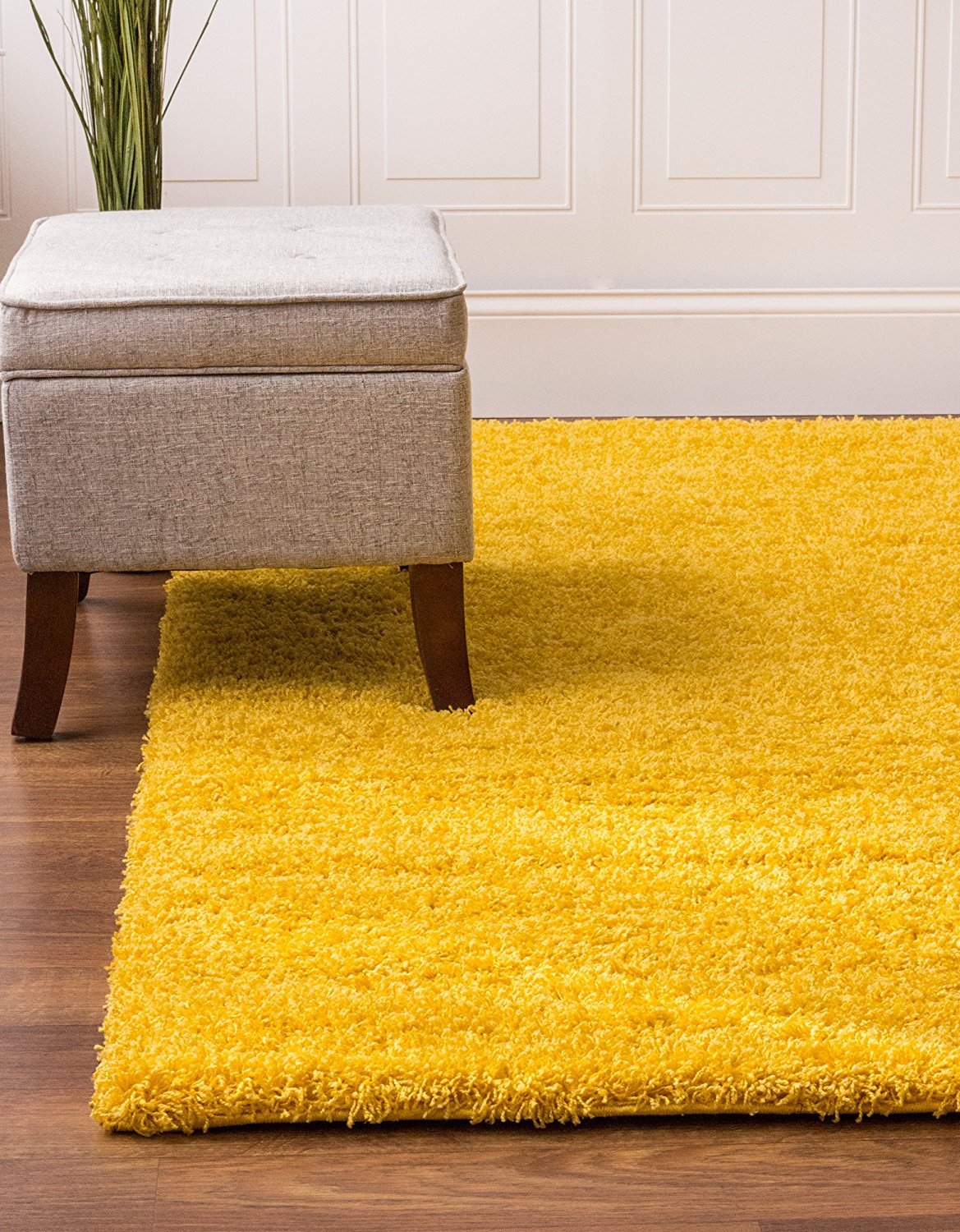 BRAVICH RugMasters Yellow Mustard Large Rug 5cm Thick Shag Pile Soft