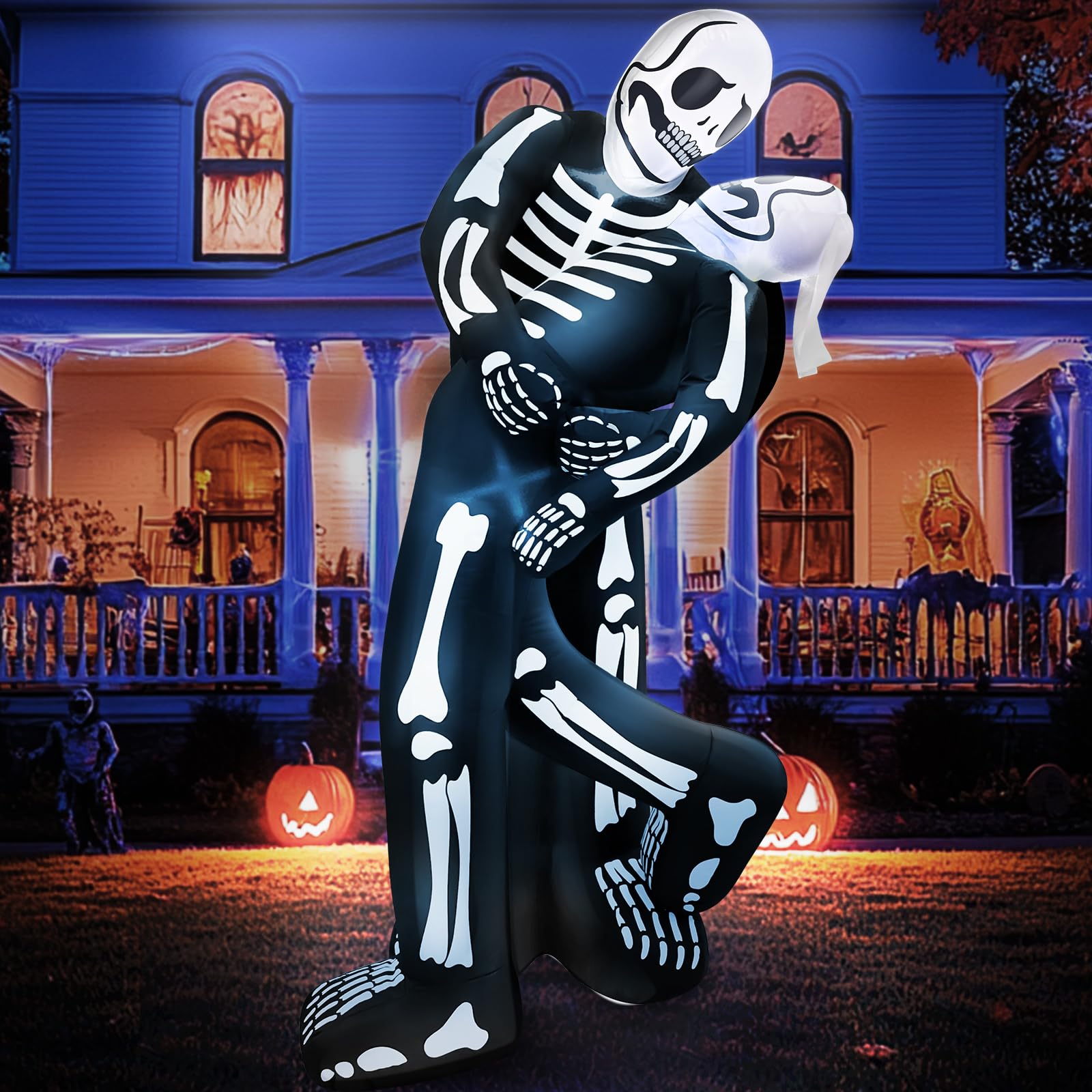 6 Ft Halloween Inflatable Skeleton Couple Embrace Kiss Outdoor ...