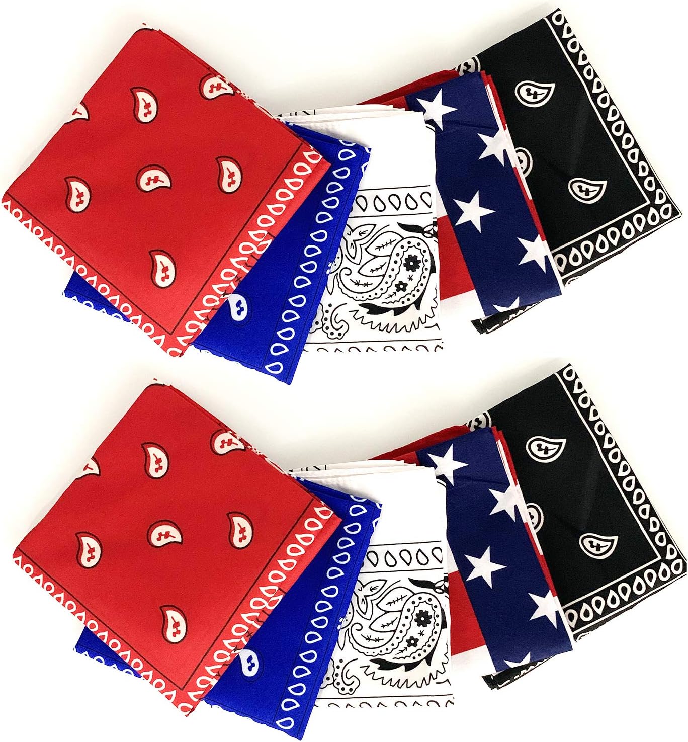 Bandanas Assorted Bandana American Flag/White/Red/Black/Blue Paisley ...