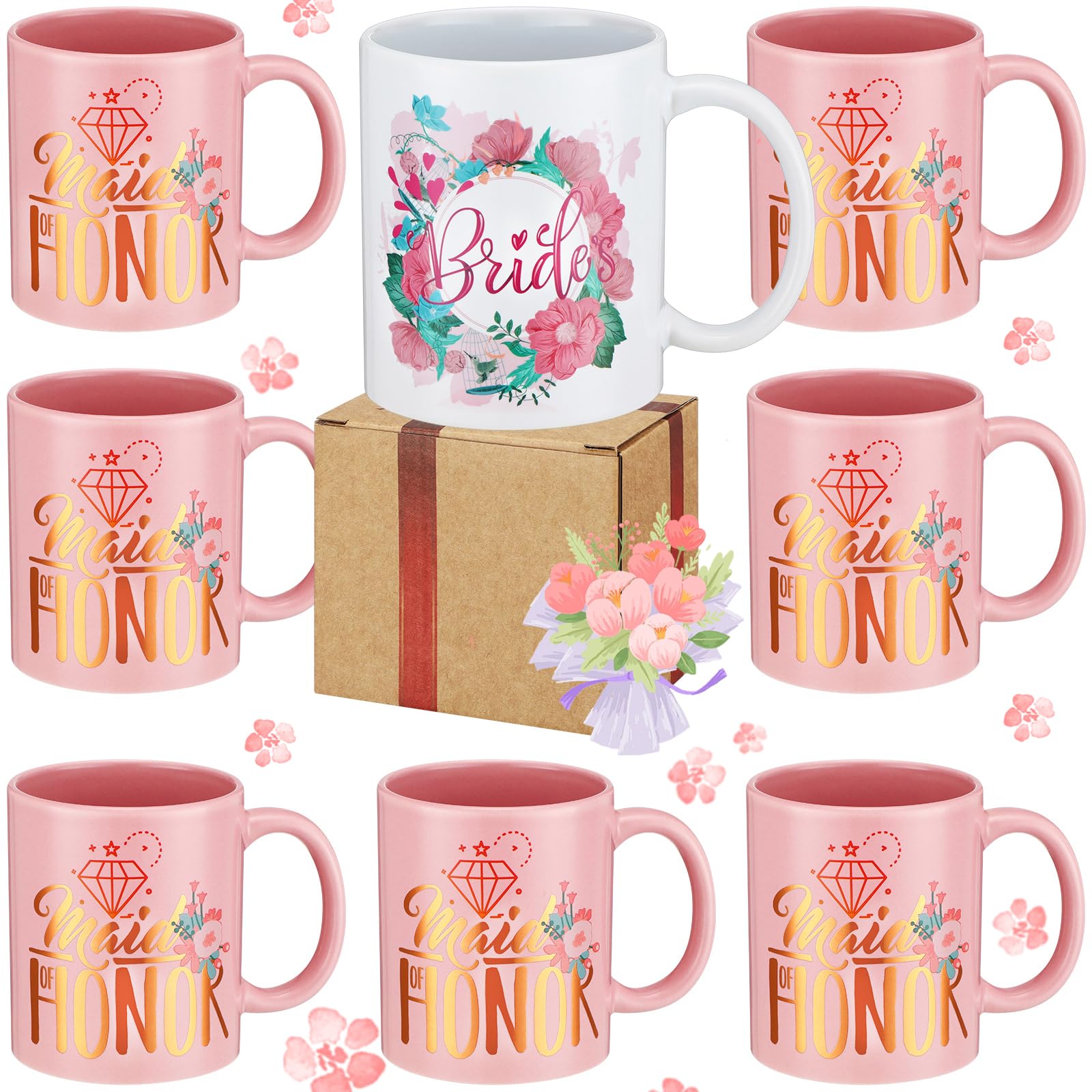 Maxdot 8 Pieces Bride Mugs 12 oz Mug Set Coffee Mugs with Handle ...